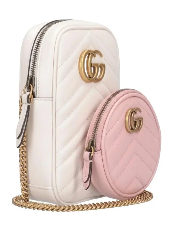 Gucci Gg Marmont Quilted Leather Shoulder Bag With Coin Purse - Pink