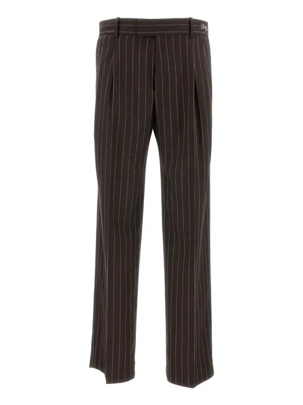 Drole De Monsieur Drôle De Le Pantalon Pinstriped Pleated Trousers - Brown
