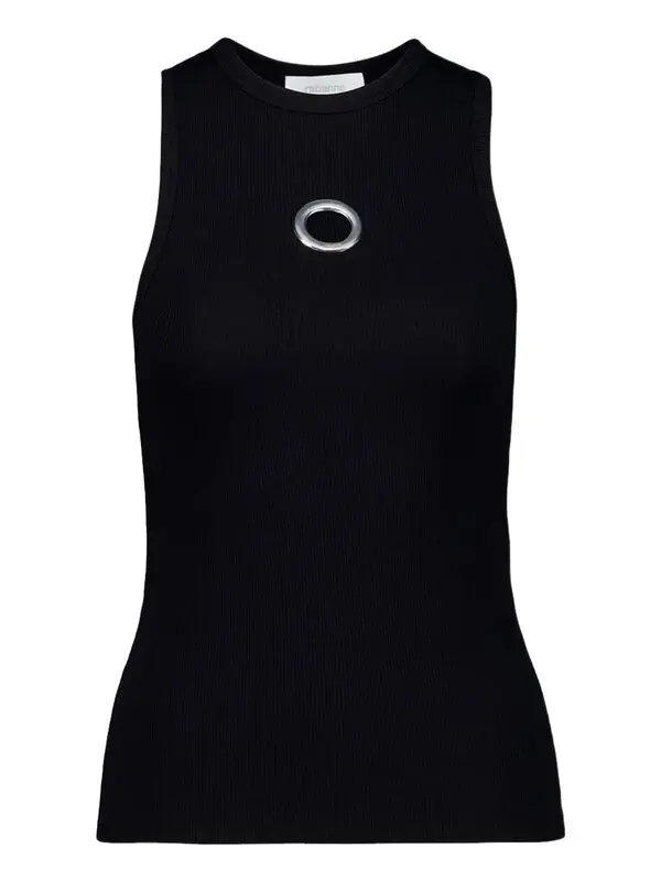 Rabanne Ribbed Tank Top With Eyelet Detail - Black