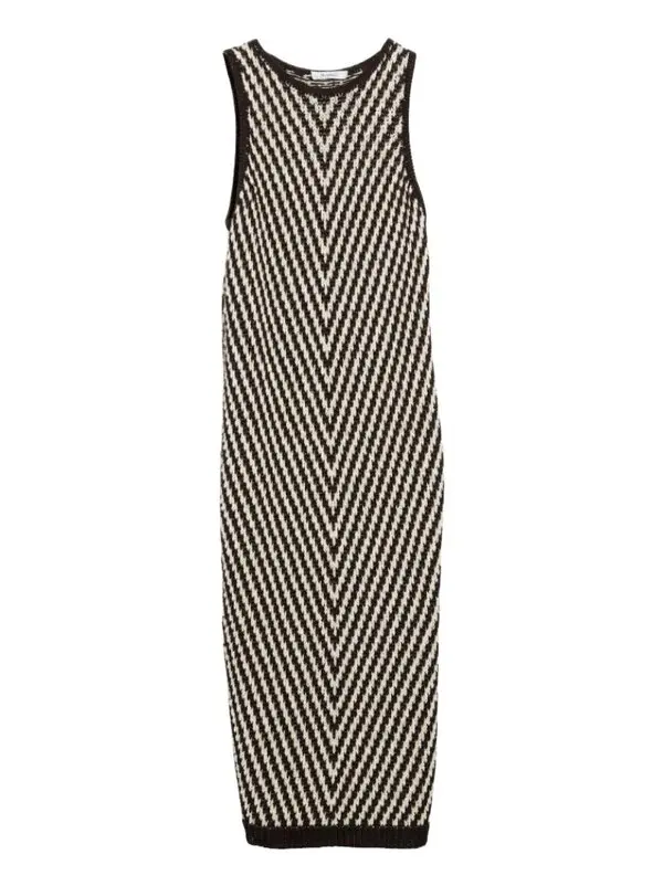 Max Mara Sleeveless Pullover With Herringbone Pattern - Black