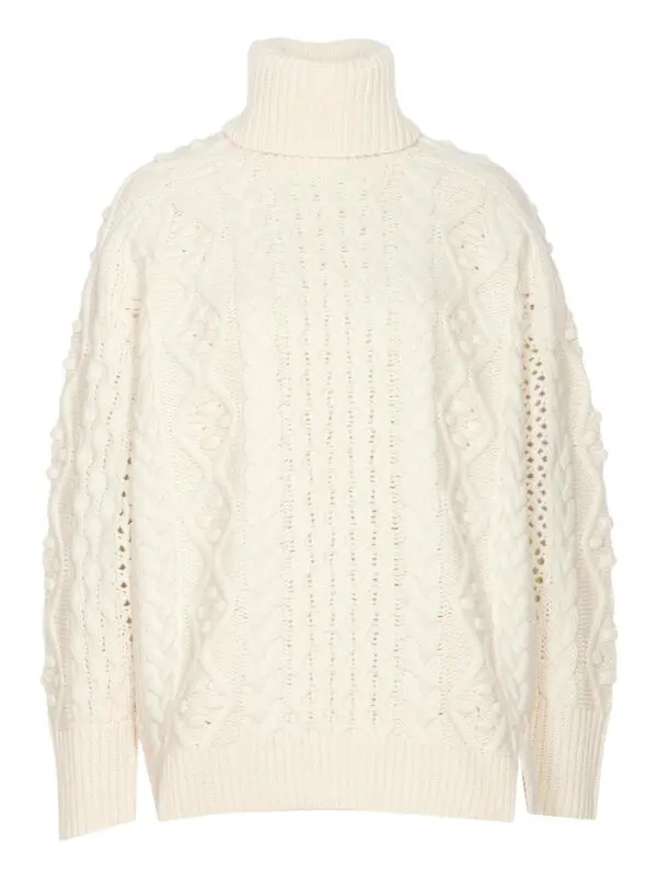 LOULOU STUDIO Cable Knit Turtleneck Sweater - White