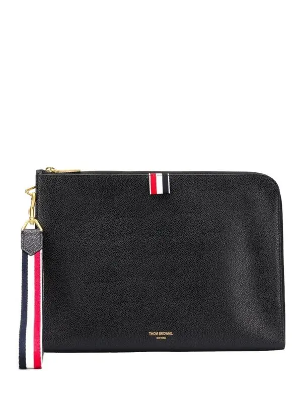 Thom Browne Rwb Striped Medium Clutch Bag - Black