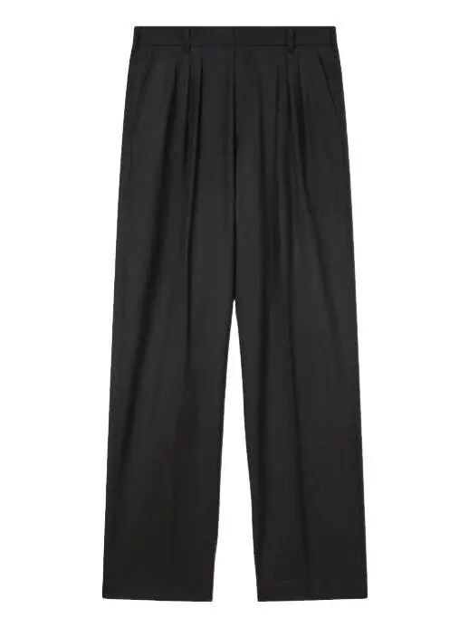 Kenzo Pleated Wool Jacquard Tailored Pants - Black