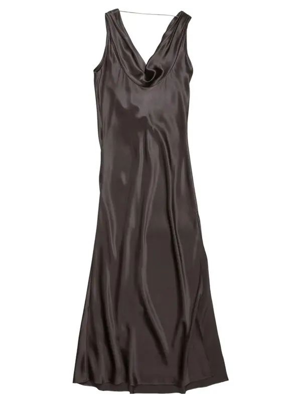 Acne Studios Cowl Neck Midi Dress With Scarf Detailing - Black