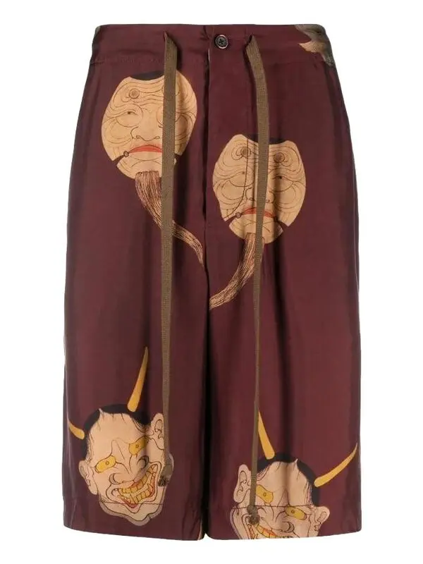 UMA WANG Printed Face Motif Bermuda Shorts - Multicolor
