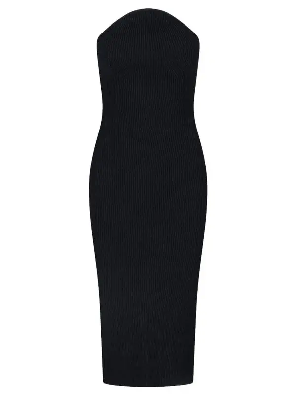 Khaite Ribbed Midi Dress - Black