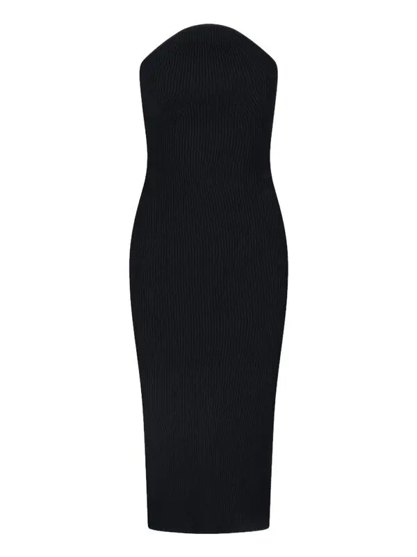 Khaite Ribbed Midi Dress - Black