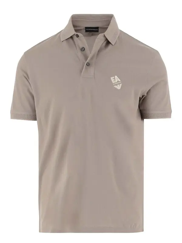 Emporio Armani Logo Embroidered Polo Shirt - Nude