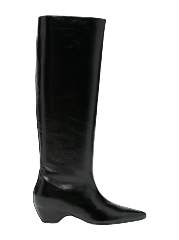 Khaite Pointed-toe Pull-on Boots With Kitten Heel - Black