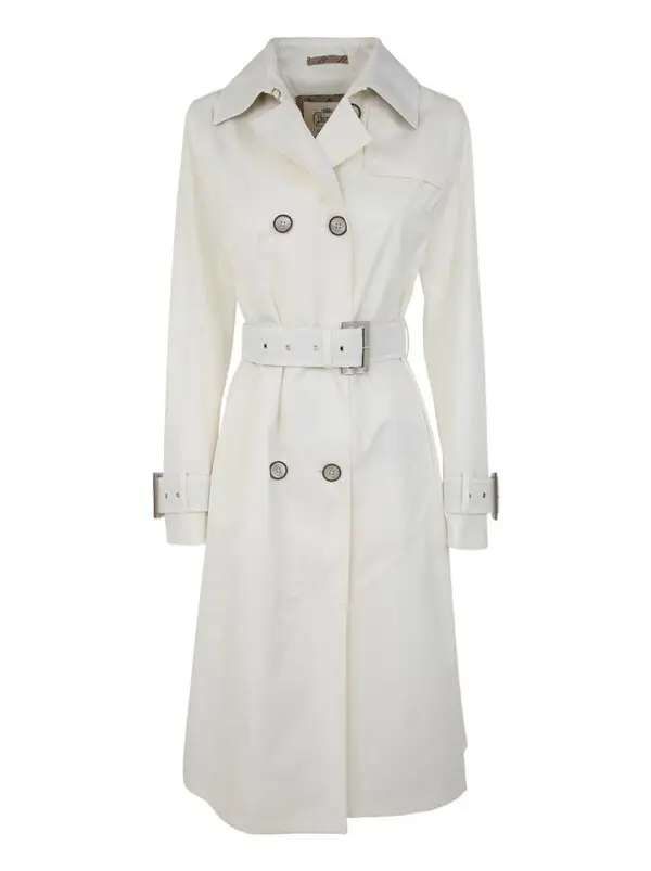 Herno Belted Double-breasted Trench Coat - White