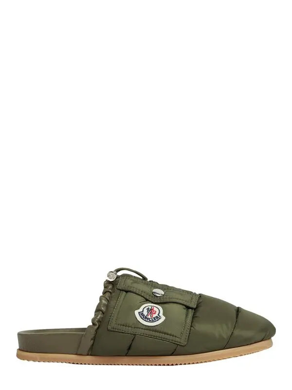 Moncler Padded Leather Mules - Dark Green