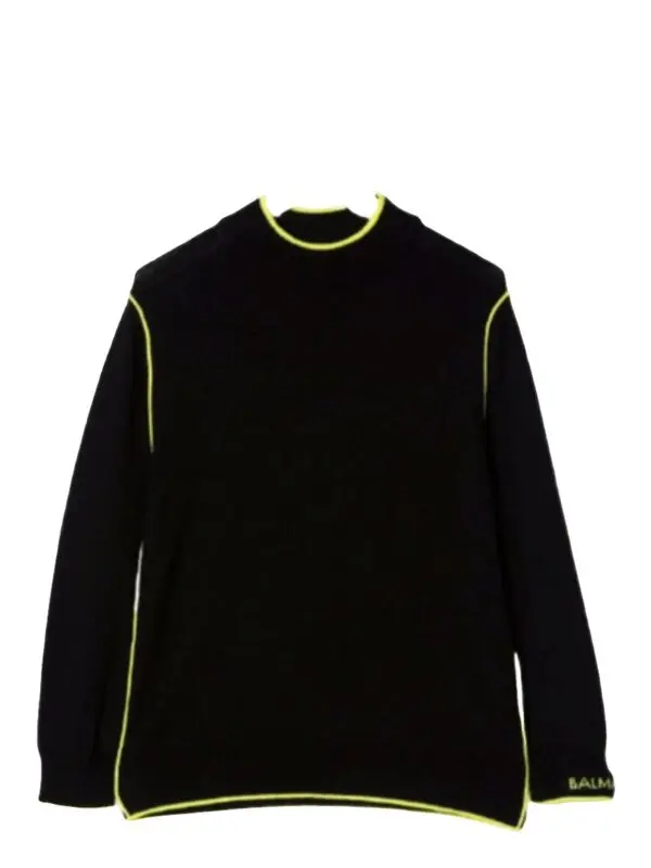 Balmain Contrast Spliced Sweater - Black