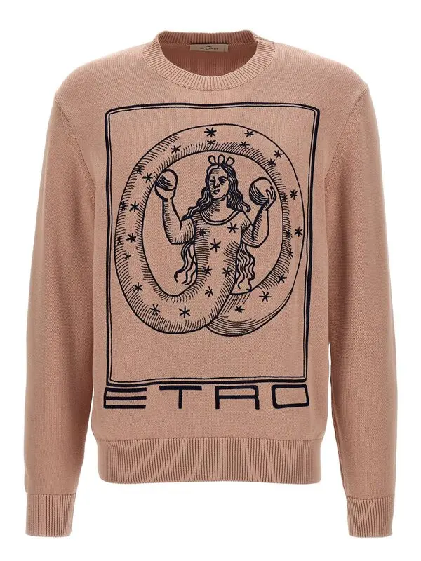 Etro Motif-embroidered Knit Jumper - Brown