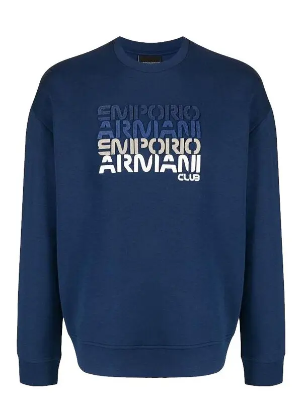 Emporio Armani Logo Round Neck Sweater - Blue