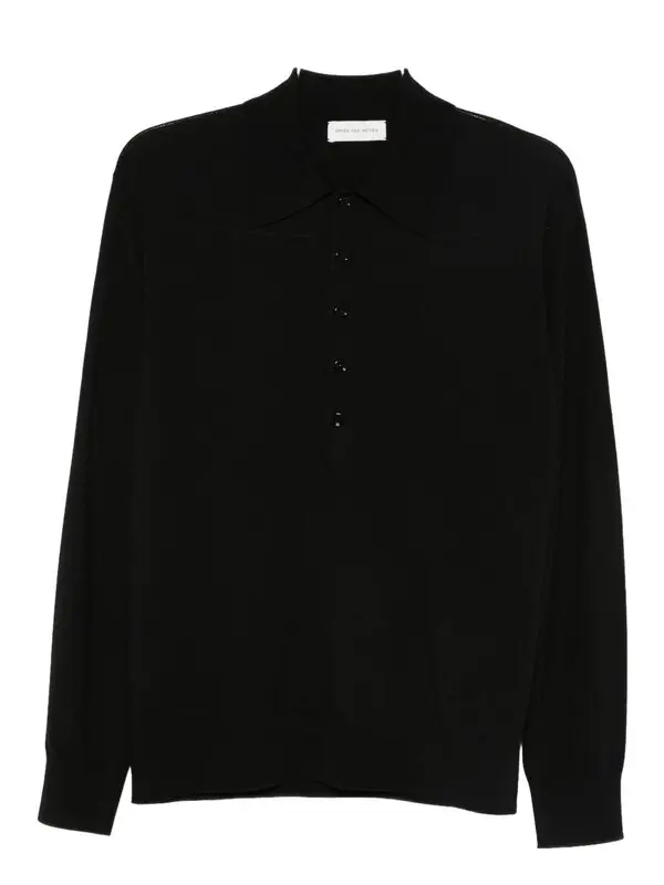 Dries Van Noten Long-sleeve Polo Sweater - Black