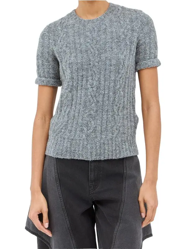 J.W.ANDERSON Jw Anderson Short-sleeved Crewneck Knitted T-shirt - Grey