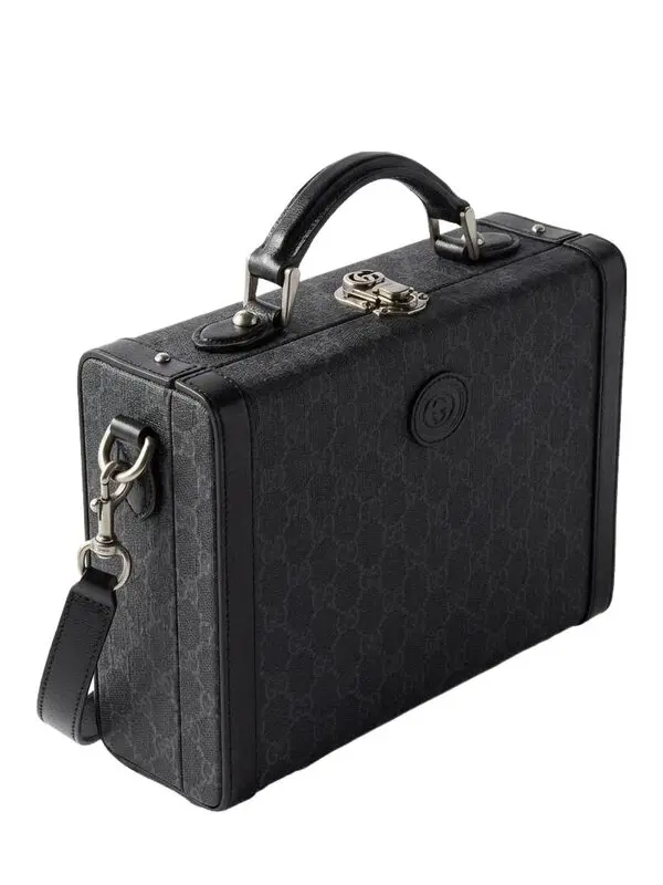 Gucci Gg Supreme Canvas Top Handle Beauty Case - Black