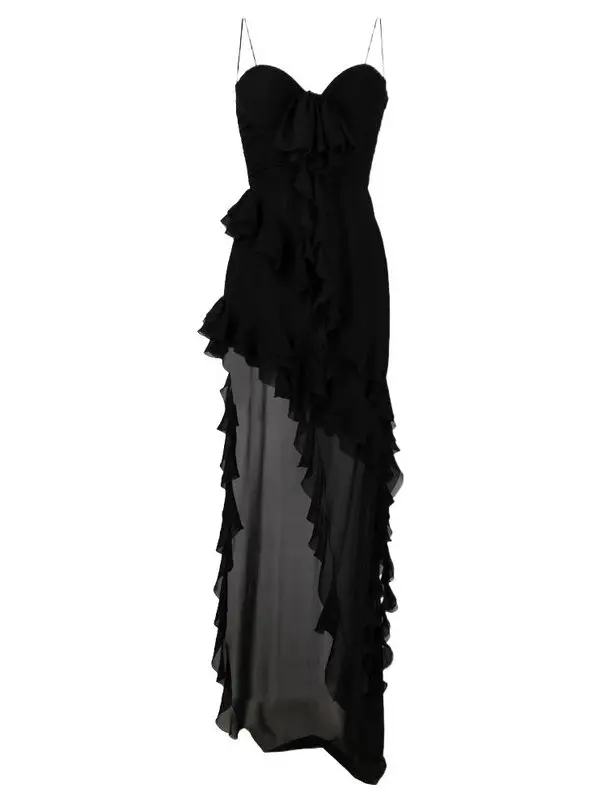 Alessandra Rich Ruffled Sweetheart Gown - Black