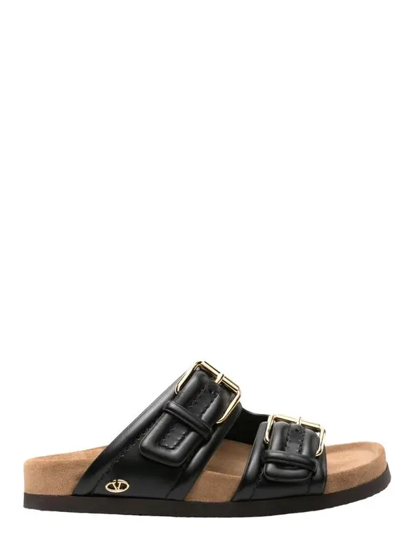 Valentino Garavani Vlogo Double-strap Slip-on Slides - Black