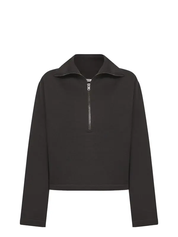 LEMAIRE Long-sleeved Half-zip Sweatshirt - Black