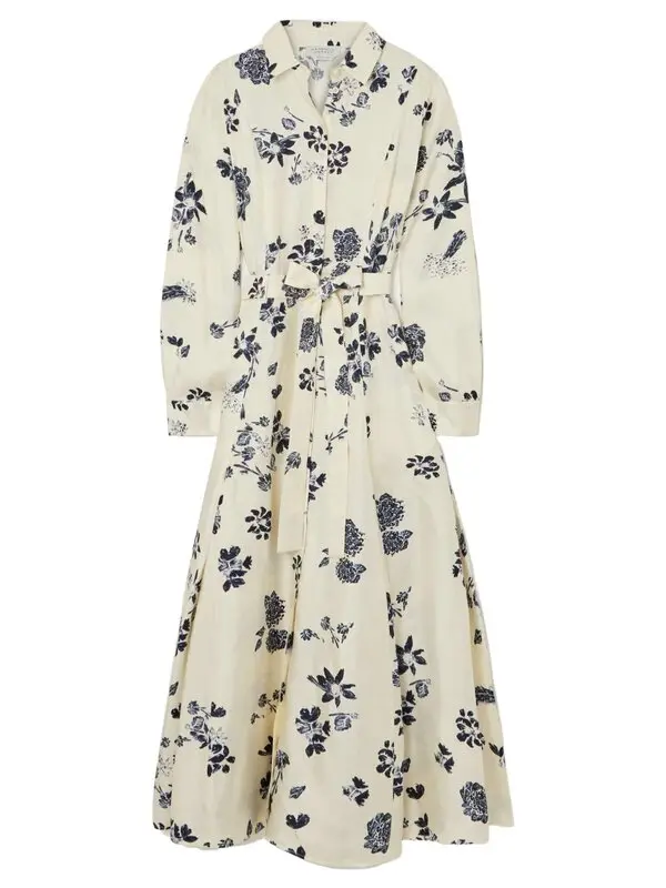 Gabriela Hearst Printed Belted Maxi Dress - Ivory