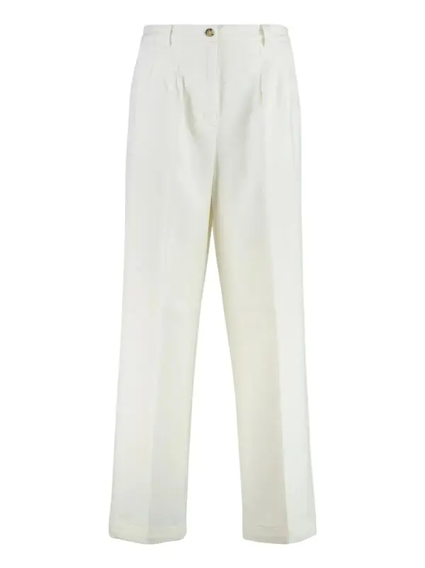 A.p.c. Wide Leg Pleated Trousers - White