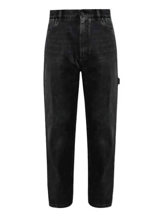 Dolce & Gabbana Logo Plaque Straight Leg Jeans - Black