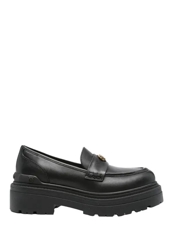 Pinko Round Toe Platform Loafers - Black