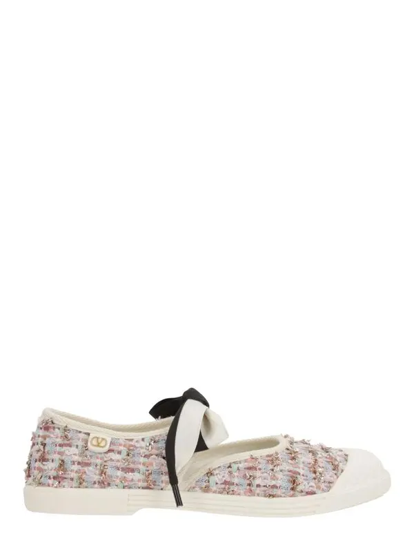 Valentino Garavani Round Toe Casual Flats With Bow Detailing - Pink/aquamarine/multicolor