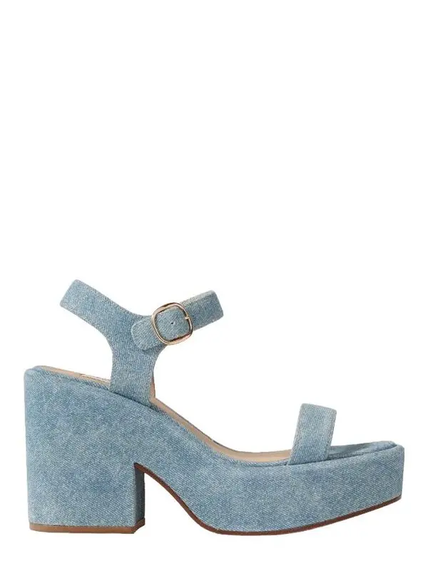Gabriela Hearst Round Toe High Heel Platform Sandals - Blue