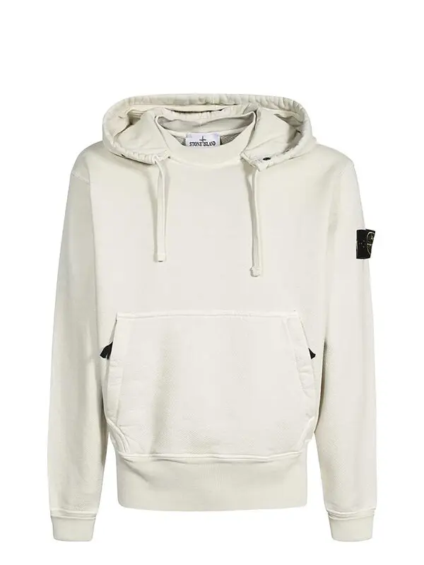 Stone Island Compass Patch Drawstring Hoodie - White