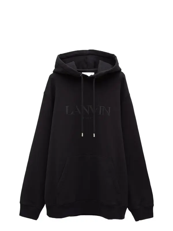 LANVIN Logo Embroidered Hoodie - Black