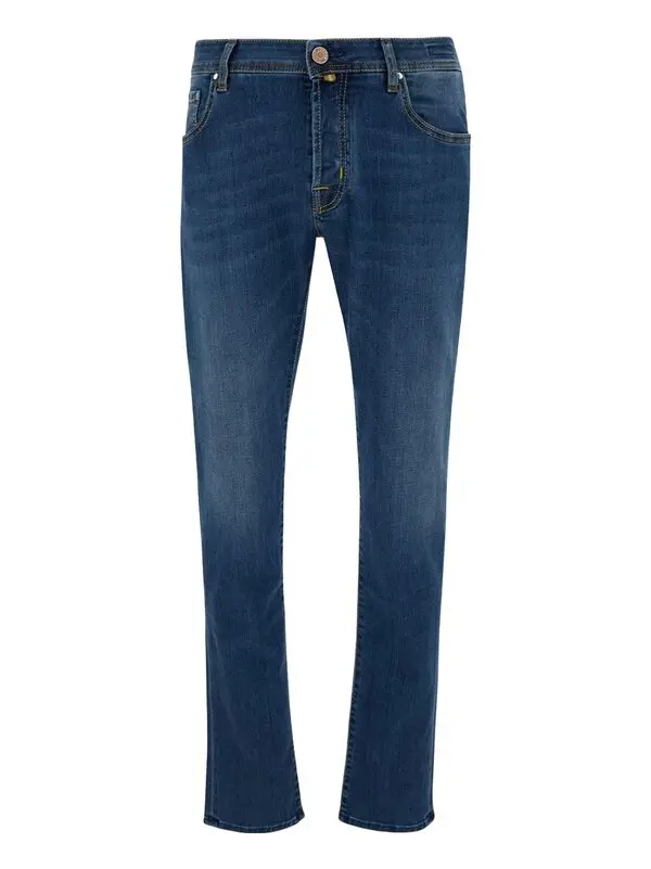 Jacob Cohen Slim-cut Jeans With Logo Embroidery - Blue