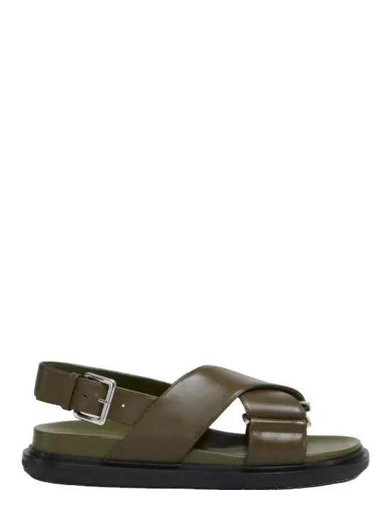 Marni Leather Fussbett Sandals - Deep Sage