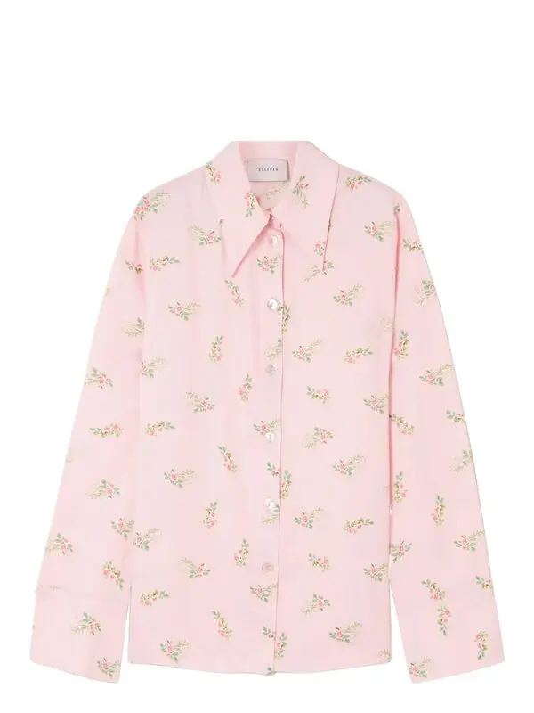 Sleeper Blossom Floral-print Satin Shirt - Pink