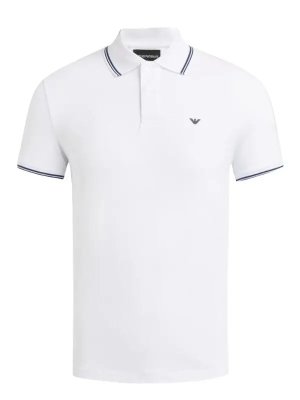 Emporio Armani Logo Printed Short Sleeved Polo Shirt - White