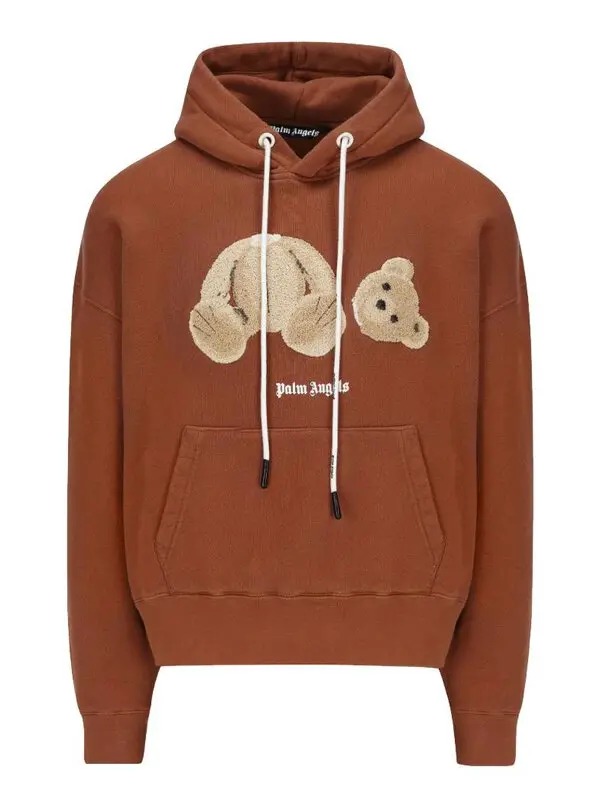Palm Angels Bear Logo Relaxed Hoodie - Brown