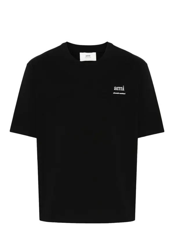 Ami Logo Printed Crewneck T-shirt - Black
