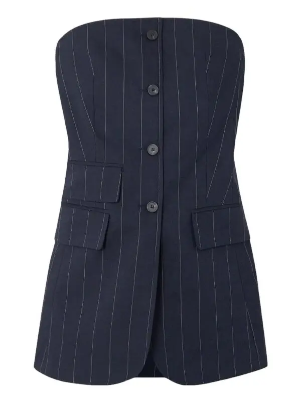 THE FRANKIE SHOP Sunny Strapless Striped Twill Vest - Navy