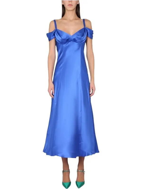 Alberta Ferretti Sweetheart Neck Long Dress - Blue