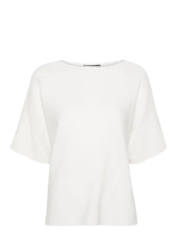Fabiana Filippi Beaded-trim Wide-neck Knitted Blouse - White