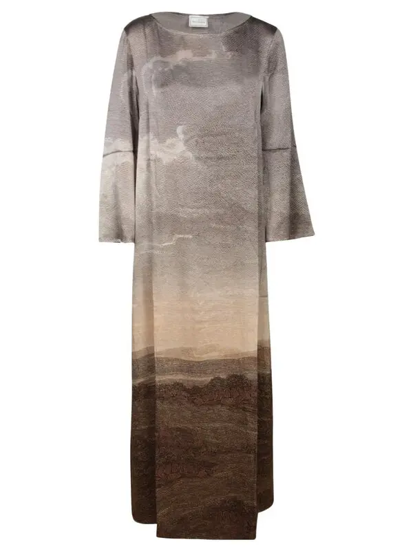 PIERRE-LOUIS MASCIA Landscape Jacquard Maxi Dress - Brown
