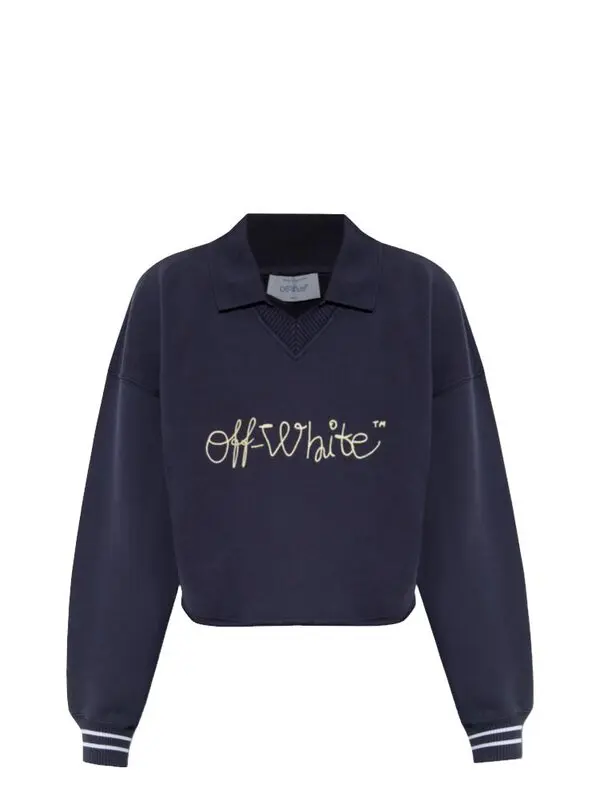 Off-White Striped V-neck Sweatshirt - Black