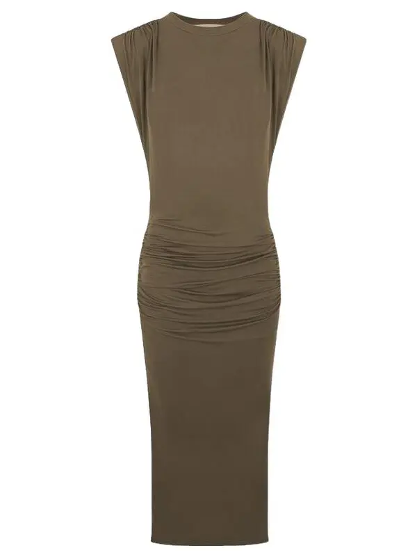Isabel Marant Étoile Padded-shoulder Midi Dress - Khaki Green
