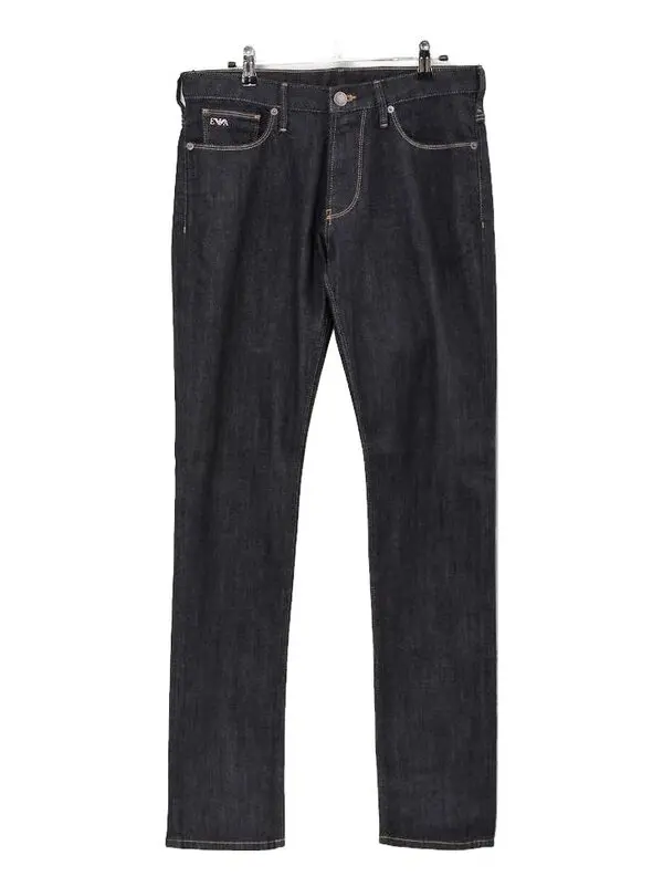 Emporio Armani Mid-rise Contrast Stitched Jeans - Black