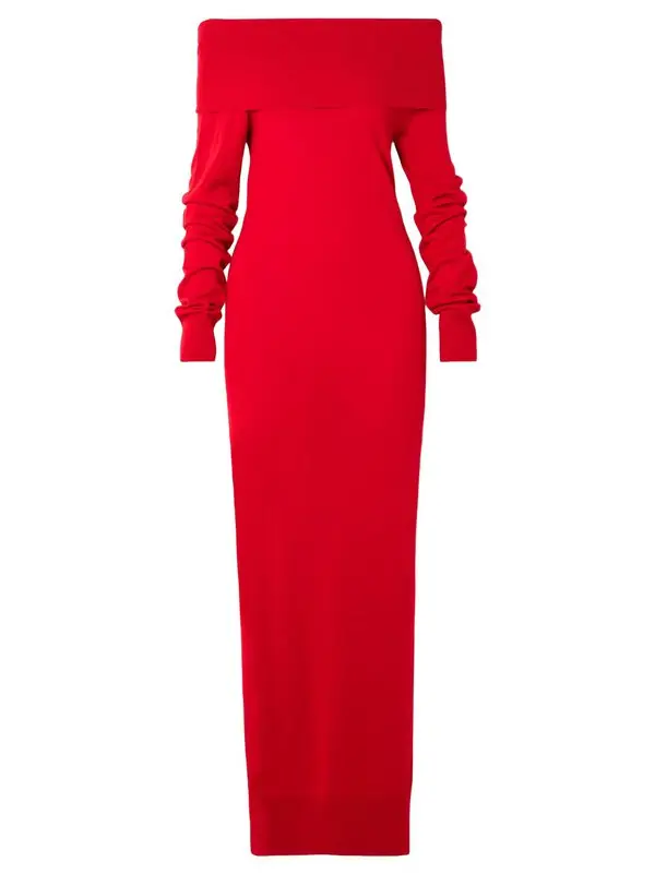 Stella McCartney Off-the-shoulder Wool Knit Dress - Red