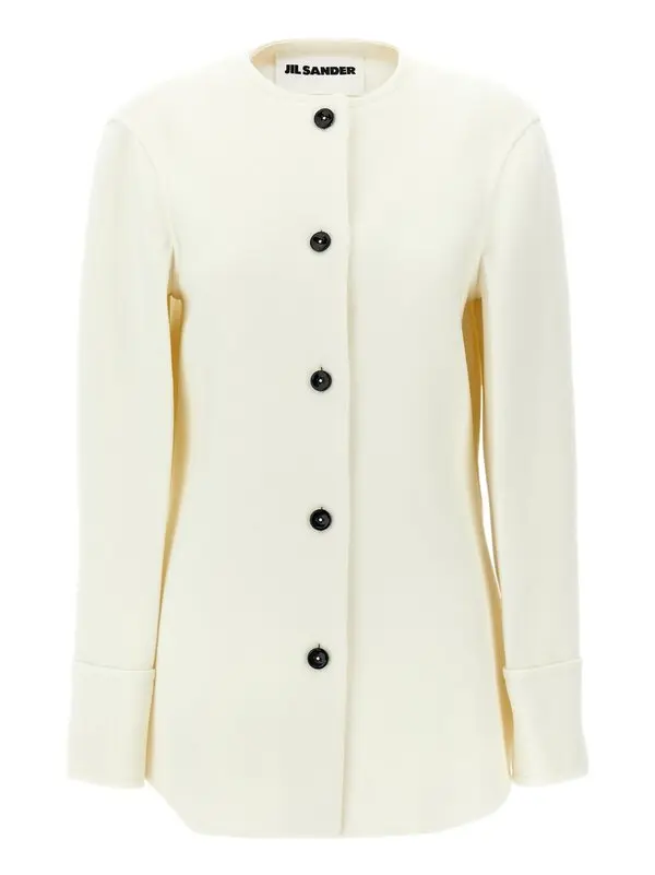 JIL SANDER Single-breasted Jacket With Round Neck - White