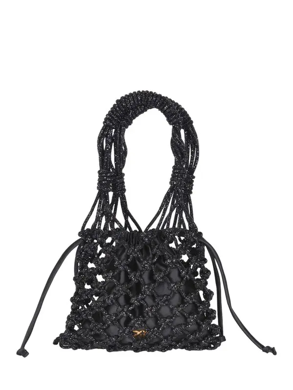 Pinko Micro Rhinestones Embellished Small Shoulder Bag - Black
