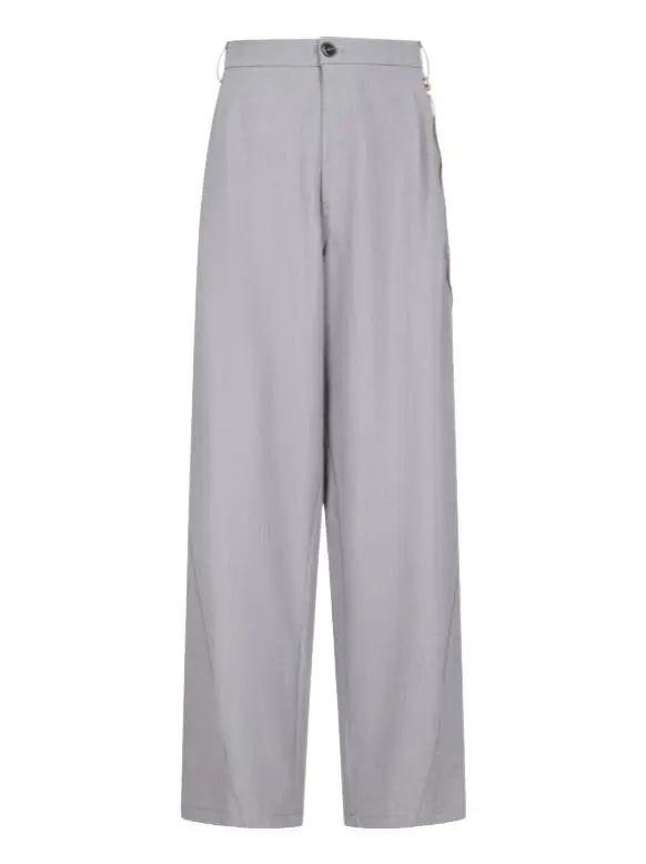 DARKPARK Chain Detailed Straight Leg Trousers - Gray
