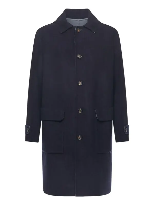 Eleventy Hooded Wool Coat - Black